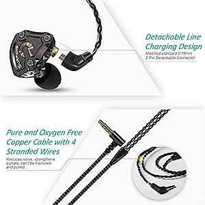 Surfans SE01 IEM Headphone, High-Res Lossless Hybrid Driver Bass in Ear Monitors Earphone, Noise Isolating Wired Earbuds with 0.78mm 2pin Detachable Cable