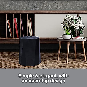 Luxurious Nordic Trash Can - Open Top Geometric Garbage Can - Double Barrel Trash Bin - Waste Basket w/Removable Plastic Bin - Living Room, Bedroom, Bathroom Trash Can - 8L/2.1Gal Garbage Bin, Black