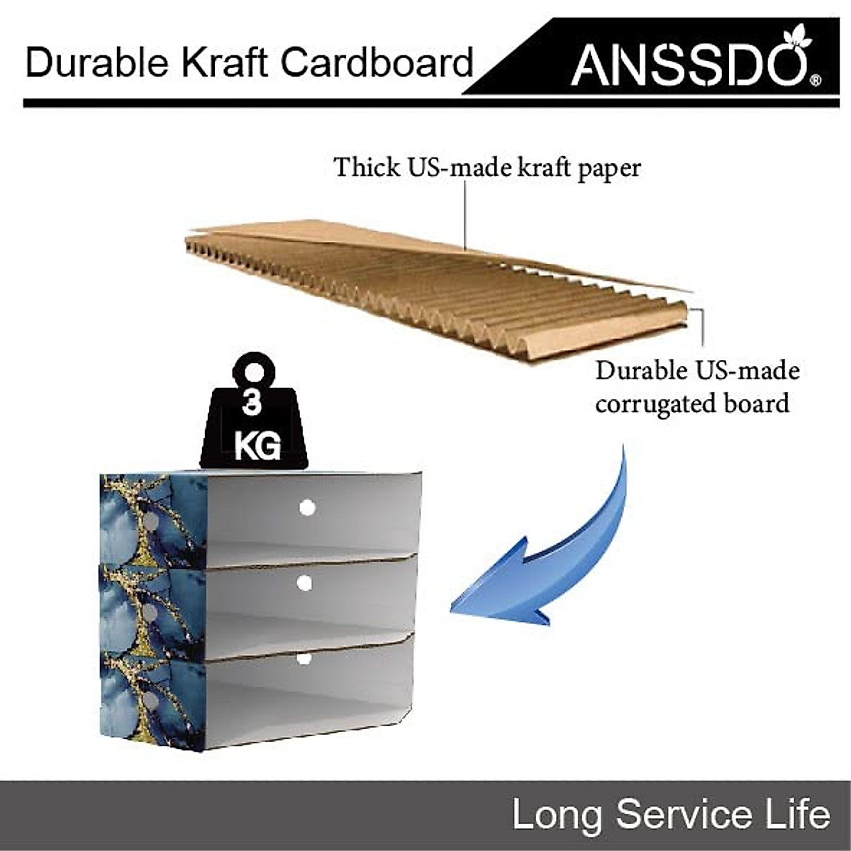 ANSSDO 6 Pack Cardboard Magazine Holder Premium Magazine File Holder Organizer, Magazine File Organizer, Large Volume Magazine Storage Box as Book Bins or Folder Holder for Desk -Blue Gold 6 Pack