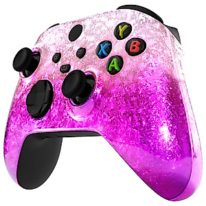 eXtremeRate Side Rails Grips Shell for Xbox Core Wireless Controller, Ice Flake Magenta Replacement Part Front Housing Cover Handles Faceplate for Xbox Series X & S Controller [Controller Excluded]