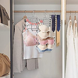 24 Pack Hangers Space Saving Magic Sturdy Closet Hangers + 2 Pcs Tank Top Hangers Space Saving Bra Organizer 360° Rotating Hook Foldable College Dorm Room Essentials Camisoles Bras Belts Silver, Black