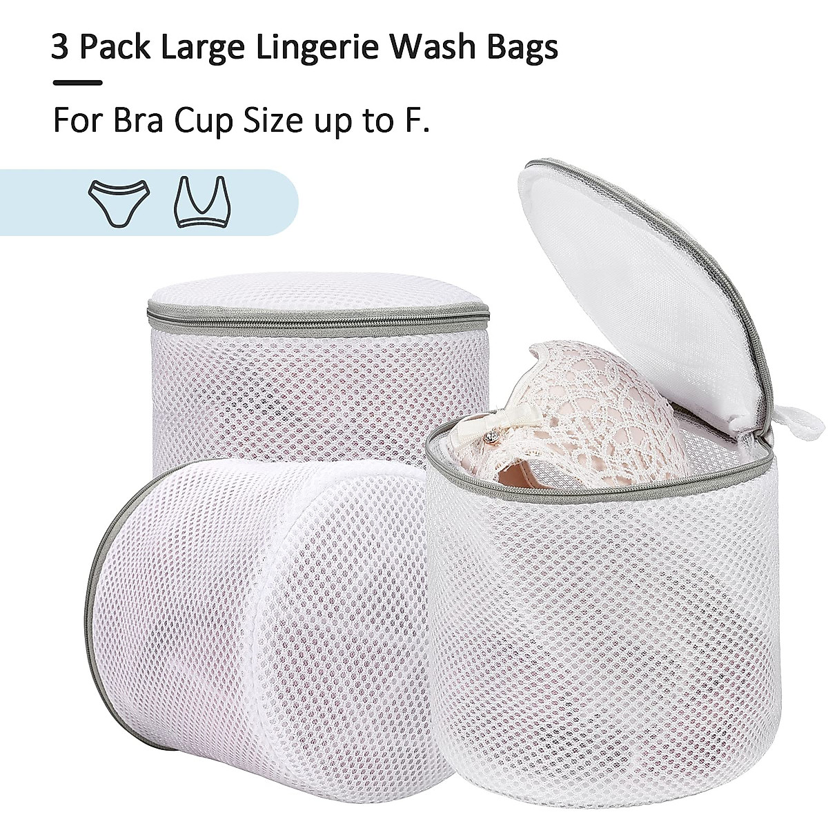 GOGOODA Laundry Mesh Bag Bra Wash Bag for Lingerie, Underwear, Delicates (3 Set)
