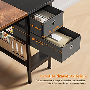 HOMIDEC Office Desk, Computer Desk with Drawers 47" Study Writing Desks for Home with Storage Shelves, Desks & Workstations for Home Office Bedroom