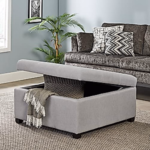 Christopher Knight Home Carlsbad Fabric Storage Ottoman, Light Grey 35.00”D x 35.00”W x 18.50”H