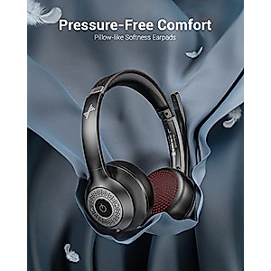 JIAMQISHI Bluetooth Headset with Microphone Wireless Headphones - Bluetooth V5.2 Headphone with ENC Noise Cancelling Microphone for Computer/Laptop/PC/Cell Phone/Zoom/MsTeams/Skype - Wireless Headset