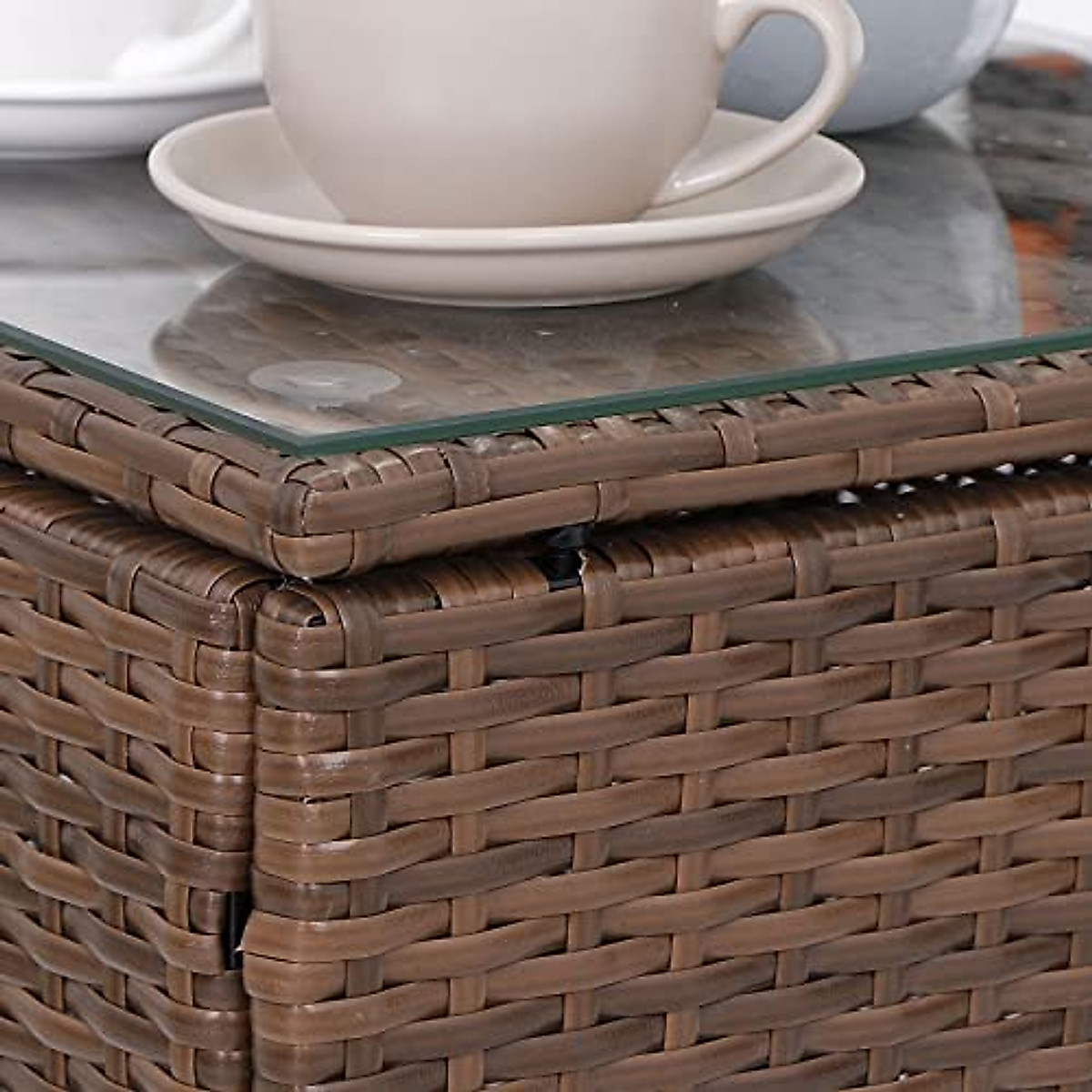 Outdoor Patio Furniture with Dining Table&Chair Furniture Set Porch Furniture Sets 3 PCS Rattan Wicker Chairs With Cushions Table Modern And Stylish Outdoor Chair Set Perfect For Any Indoor Or Outdoor