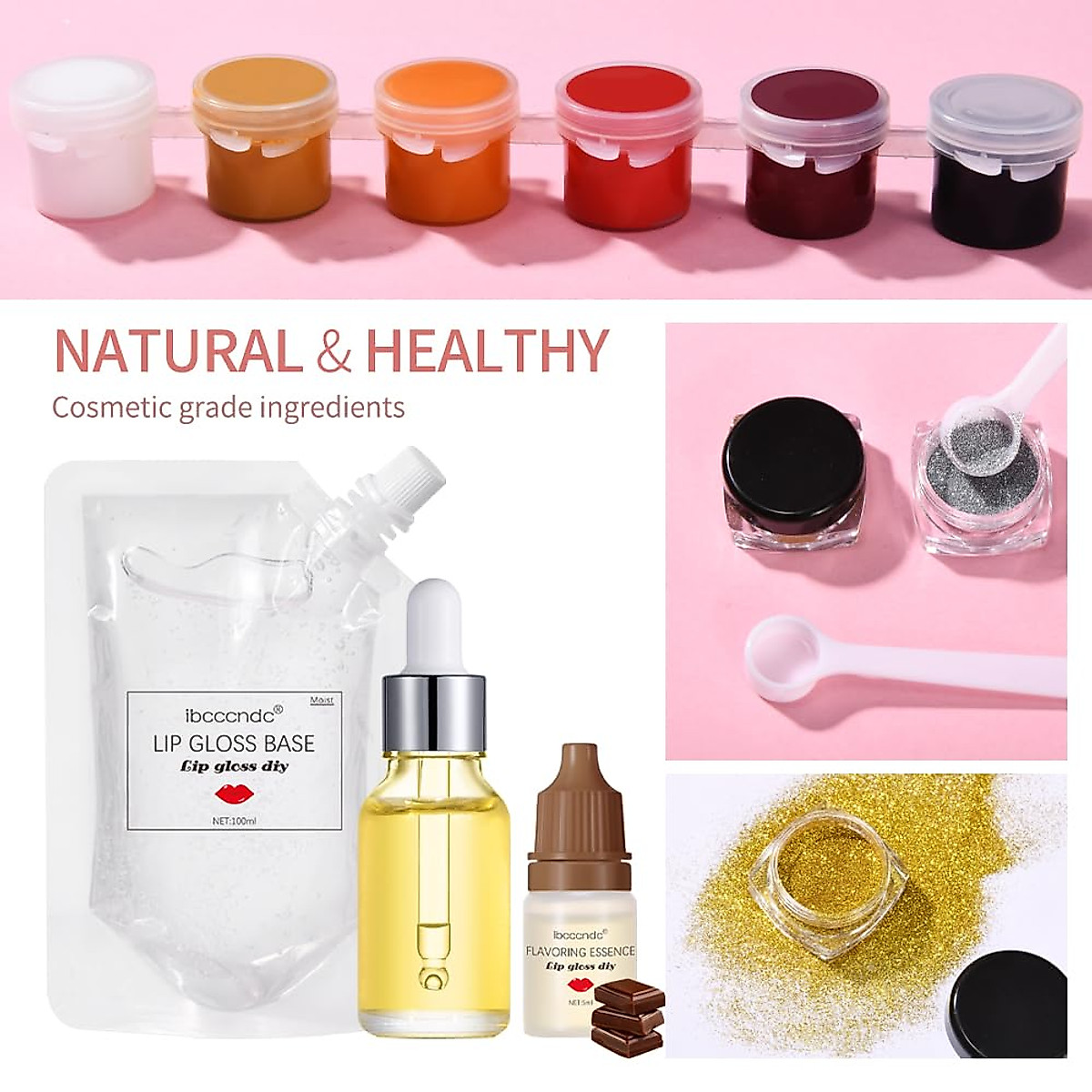 ibcccndc DIY Lip Gloss Making Kit Gift - Make Your Own Moisturizing and Shiny Lip Gloss with Lip Gloss Kit for Women and Girls (28)