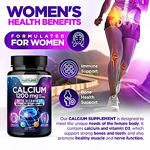Calcium 1200mg with Vitamin D3 for Best Absorption - Advanced Bone Support Supplement, 1200 mg Calcium Carbonate & 1600 IU Vitamin D3, Slow Release for Immune Support, Easy to Swallow, 120 Tablets