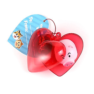 JOYIN 28 Pack Valentine Day Animals Pull Back Vehicles for Kids with Gift Cards and Filled Hearts, Pull Back & Go Car Toy Sets for Toddlers Kids Valentine School Classroom Exchange, Game Prizes