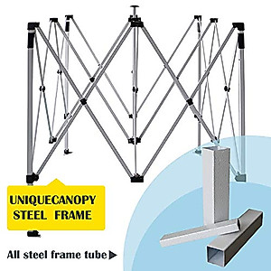 UNIQUECANOPY 10'x10' Ez Pop Up Canopy Tent Commercial Instant Shelter, with 4 Removable Zippered Side Walls and Heavy Duty Roller Bag, 4 Sand Bags White