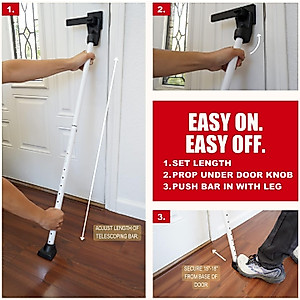 Door Security Bar, SecurityMan Heavy Duty 2-in-1 Door Stoppers Security Bar and Sliding Door Lock Bar (2 Pack) - Perfect Adjustable Door Jammer Door Stopper for Home, Hotel, and Apartment Security