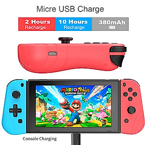 Switch Controllers, Replacement for Joycon Controllers with Grip Dual Shock Wake-Up Plug and Play, (L/R) Controller Compatible for Nintendo Switch/Switch lite (Blue and Red)