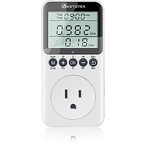 KETOTEK Watt Meter Power Meter Plug Electricity Usage Monitor for Home, Energy Monitor with LCD Display, Kilowatt Meter Socket Outlet, Voltage Amps Power Consumption Meter, Overload Protection