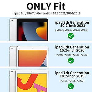 Keyboard Case for iPad 9th/8th/7th Generation 10.2 Inch 2021/2020/2019, Soft TPU Back Stand Cover Smart Case with Pencil Holder, Magnetically Detachable Wireless Bluetooth Keyboard, Dark Green