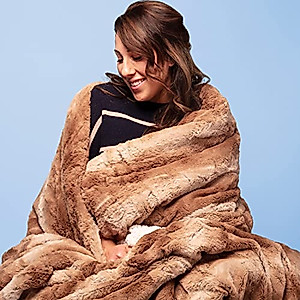 ViscoSoft Faux Fur King/California King 90"x108" Sherpa Luxury Blanket Brown - Shed Free Furry Comforter - Cozy, Soft, Fuzzy Faux Fur Throw Blanket for Couch or Bed