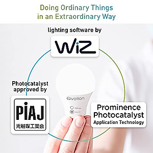 Qivation TiO2 E26 Smart LED Light Bulb 8W 800lm with 24/7 Air Purification, BLT+WiFi Smart Bulb, RGB Full Color, Compatible with Alexa & Google Assistant, No Hub Required