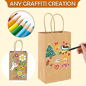 XPCARE 100Pcs Paper Gift Bags 5.25x3.25x8.25'', Small Paper Bags with Handles Bulk, Shopping Bags, Kraft Bags, Retail Bags, Party Bags Brown(Brown)