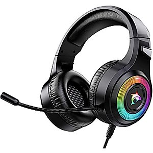 Gaming Headset Xbox One Headset with Stereo Surround Sound,PS4 Gaming Headset with Mic & LED Light Noise Cancelling Over Ear Headphones Compatible with PC, PS4,PS5, Xbox One,Mac