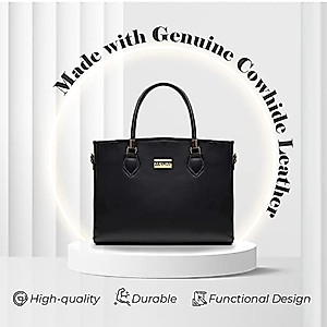 L.A Bags Genuine Leather Tote Bag for Women - Shoulder Crossbody Handbags & Purses with Detachable Adjustable Strap & Zipper Pocket for Work