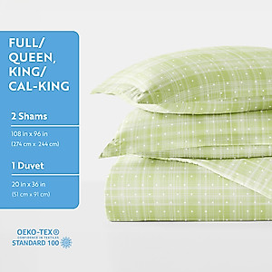 Simply Soft Ultra Soft Polkadot Patterned 3 Piece Duvet Cover Set, Queen, Moss
