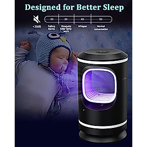 Bug Zapper Indoor, GILAYGROW Insect Trap, Fly Trap, Quiet Fruit Flies Mosquito Killer Trap, Mosquito Lamp, Electric Mosquito Zapper for Bedroom, Living Room, Office, Kitchen (Black)