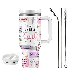 Christian Gifts for Women - 40 Oz I Am a Child of God Tumbler With Handle, Inspirational Religious Birthday Gifts for Mom Wife Sister Friends - Christmas Christian God Jesus Bible Pastor Prayer Gifts