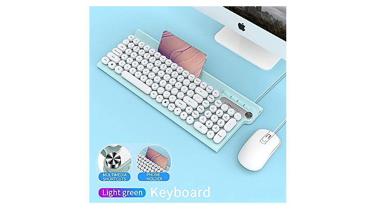 MQSUZA Mint Green Wired Keyboard - Stylish & Functional