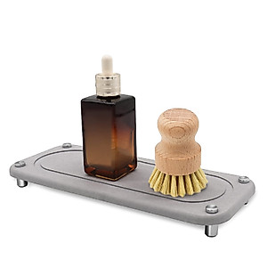 Sink Caddy Instant Dry Kitchen Sink Organizer Sponge Holder for Kitchen Sink Diatomaceous Pedestal Stand Riser with Stainless Steel Feet Protection for Modern Home (Light Grey)