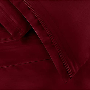 SUPERIOR Egyptian Cotton, 650 Thread Count Solid, Deep Pocket Sheet Set, King, Burgundy, 4-Piece Set