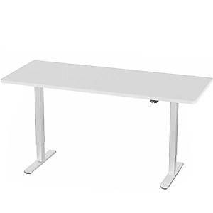 VIVO 60-inch Electric Height Adjustable 60 x 24 inch Stand Up Desk, White Solid One-Piece Table Top, White Frame Standing Workstation, Home & Office Furniture Sets, DESK-KIT-W06W