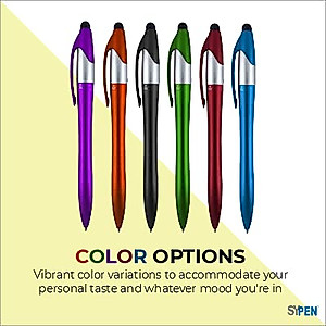 SyPen 3 Color ink Ball Pens and Stylus for Universal Touch screen Devices, Each pen writes in 3-Colors Ink(Black,Red,Blue) Pen Barrel colors,Red,Green, Blue, Orange,Lt. Blue and Black (12 Pack)