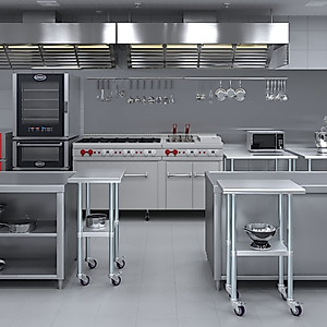 18" X 24" AmGood Stainless Steel Work Table with Wheels | Metal Mobile Table | Food Prep