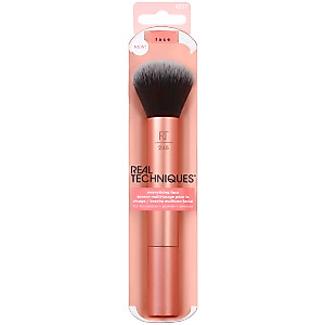 Real Techniques Everything Face Makeup Brush, Flawless Finish, Streak Free Makeup Application, For Foundation, & Powder Makeup Application, Fluffy Face Brush, Cruelty Free, 1 Count Orange