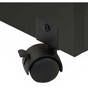 Rolling Wood Podium, 44"H, Locking Wheels, 2 Shelf Open Cabinet, Top Surface with Lip (Black)