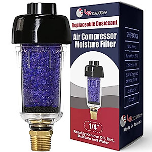 LE LEMATEC Air Compressor Dryer, Desiccant Filter Air Dryer for Pneumatic Tools and HVLP Paint Spray Gun, Traps Oil, Water, Dirt, Moisture for Clean and Dry Compressed Air, 150 PSI (ZN312E-3 1/4")