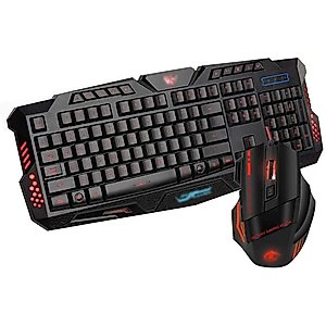 HJJWL Gaming Keyboard and Mouse, Backlit Mouse Keyboard Set, Three-Color Backlit Keyboard,Ergonomic Design，Seven Key Colorful Glowing Gaming Mouse, Up to 3200dpi