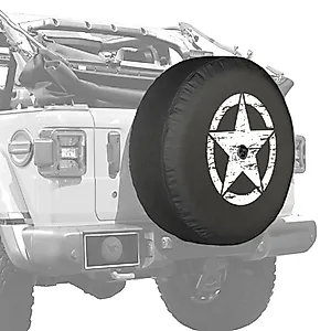 Boomerang - Distressed Star (White Print) - 32" Soft JL Tire Cover for Jeep Wrangler JL (with Back-up Camera) - Sport & Sahara (2018-2024) - Made in The USA
