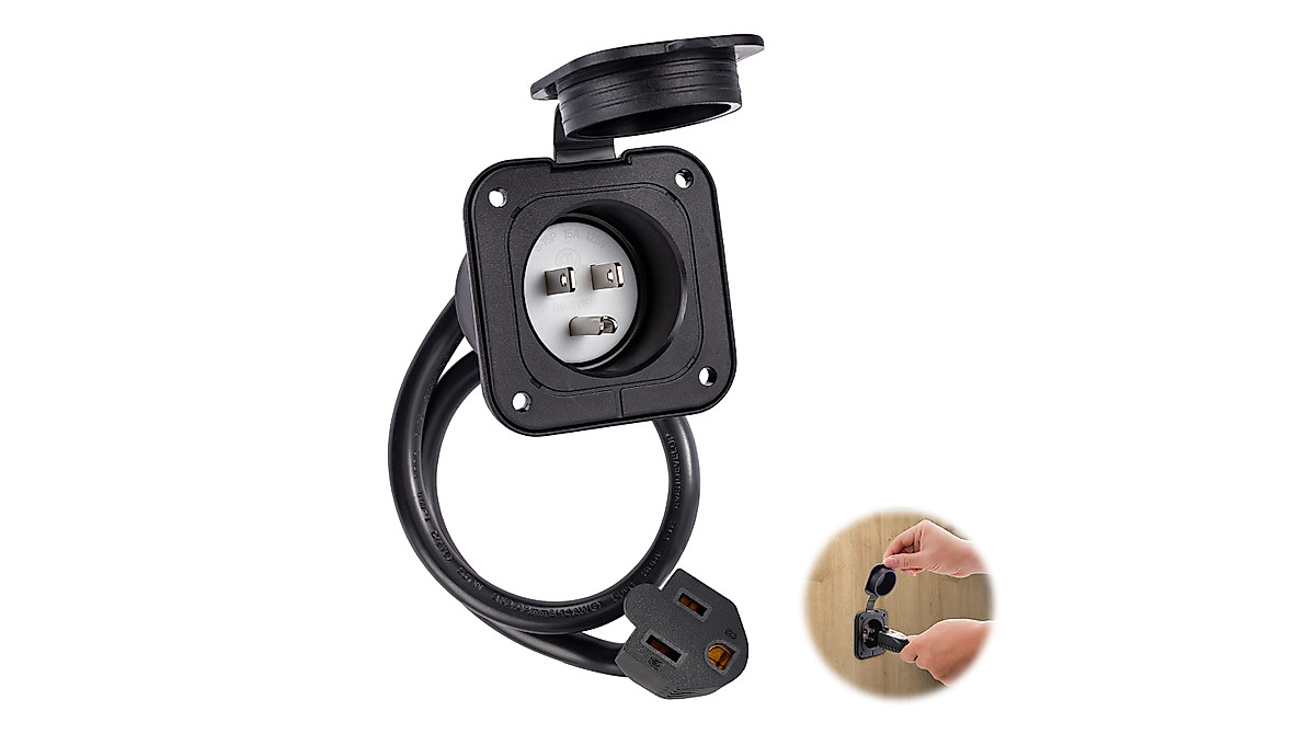 15 Amp NEMA Shore Power Inlet Plug with Extension Cord