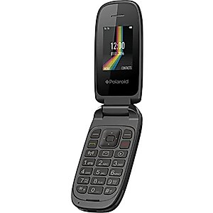 Polaroid Link A2 Flip Phone 2G GSM Unlocked Dual Sim Bluetooth Radio FM Mp3 Player, Black (Worry-Free 12-Month Warranty Included)