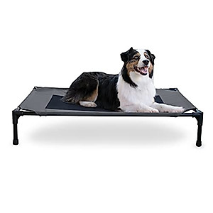 K&H PET PRODUCTS Elevated Cooling Outdoor Dog Bed Portable Raised Dog Cot Charcoal/Black Large 30 X 42 X 7 Inches