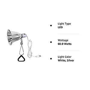 Simple Deluxe Clamp Lamp Light with 5.5 Inch Aluminum Reflector up to 60 Watt E26 Socket (no Bulb Included) 6 Feet 18/2 SPT-2 Cord,Silver and White,1 Pack