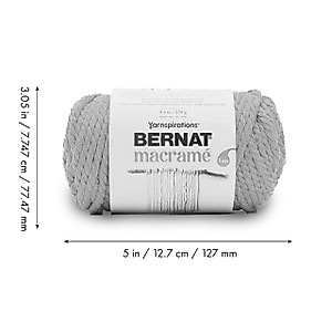 Bernat Macrame Taupe Yarn - 3 Pack of 250g/8.8oz - Cotton - #6 Super Bulky - Knitting, Crocheting & Crafts