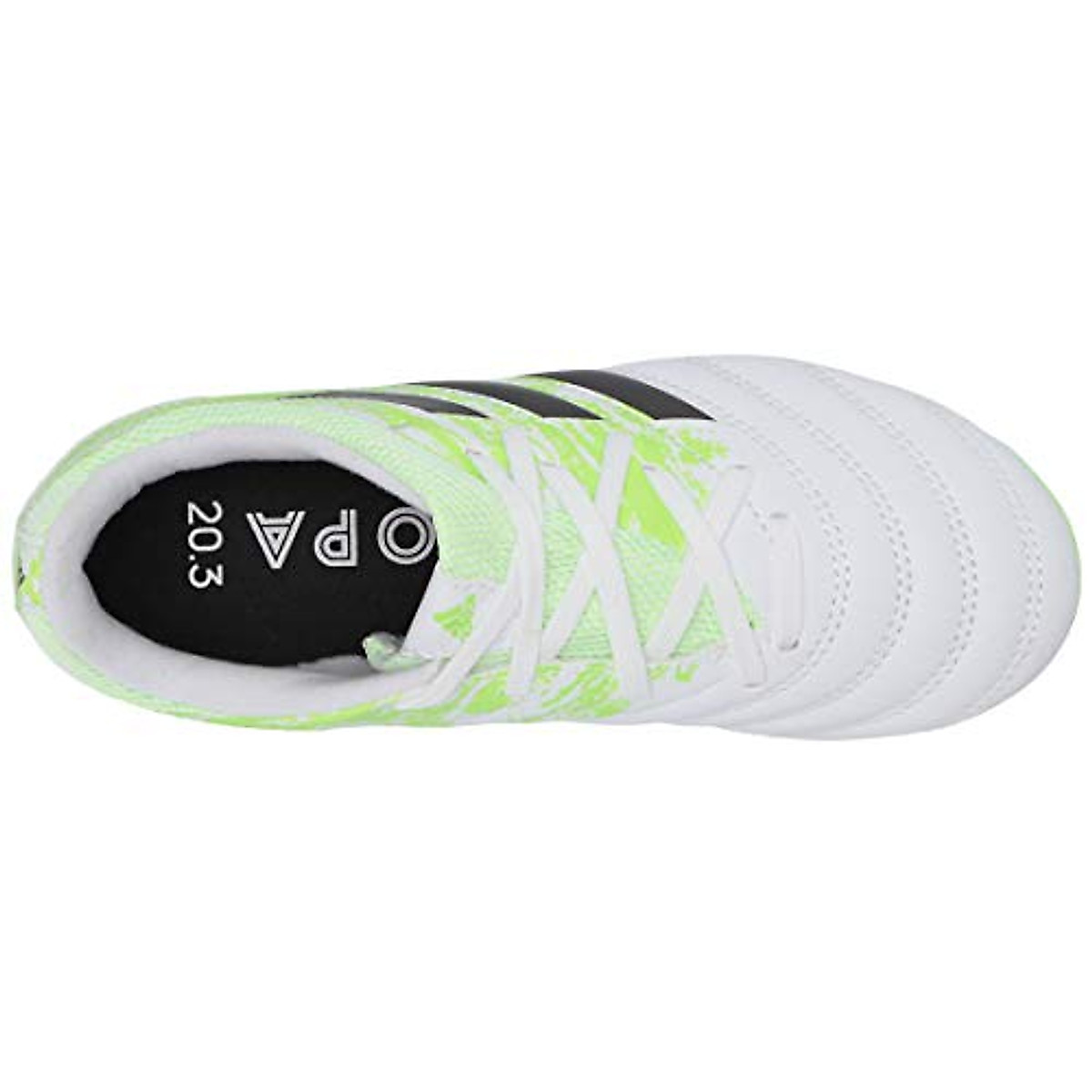 adidas Men's Copa 20.3 Firm Ground Soccer Shoe, White/Black/Signal Green, 7.5 M US