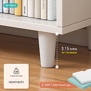 NELYE Wooden Cube Bookcase with Legs - 3-Tier Open Shelf Kidsroom Sorted Storage Cabinet Organizer for Books and Toys, 9-Cube Lattice Cute Cubby Bookshelf in White Mixed Westlake Blue, 55" W