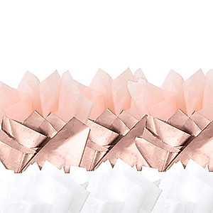 UNIQOOO 60 Sheets Assorted Metallic Rose Gold Pink Gift Wrapping Tissue Paper Bulk, Recyclable Durable, for Gift Bag Box Wrapping Crafts DIY, Wedding Birthday Party Favors, Tassel,Confetti, 20X26 Inch