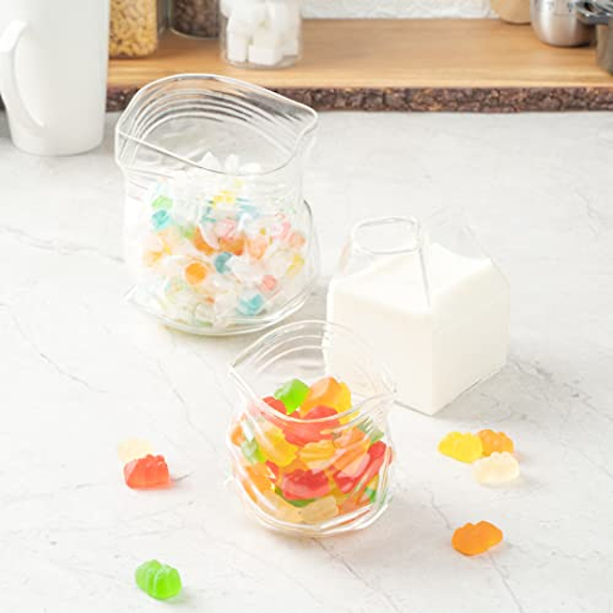 8 Ounce Glass Zipper Bag, 1 Small Glass Bag - Realistic Crinkled Edges, Serve Candy, Popcorn, or Nuts, Clear Glass Bag Bowl, Dishwashable, Flat Base - Restaurantware.