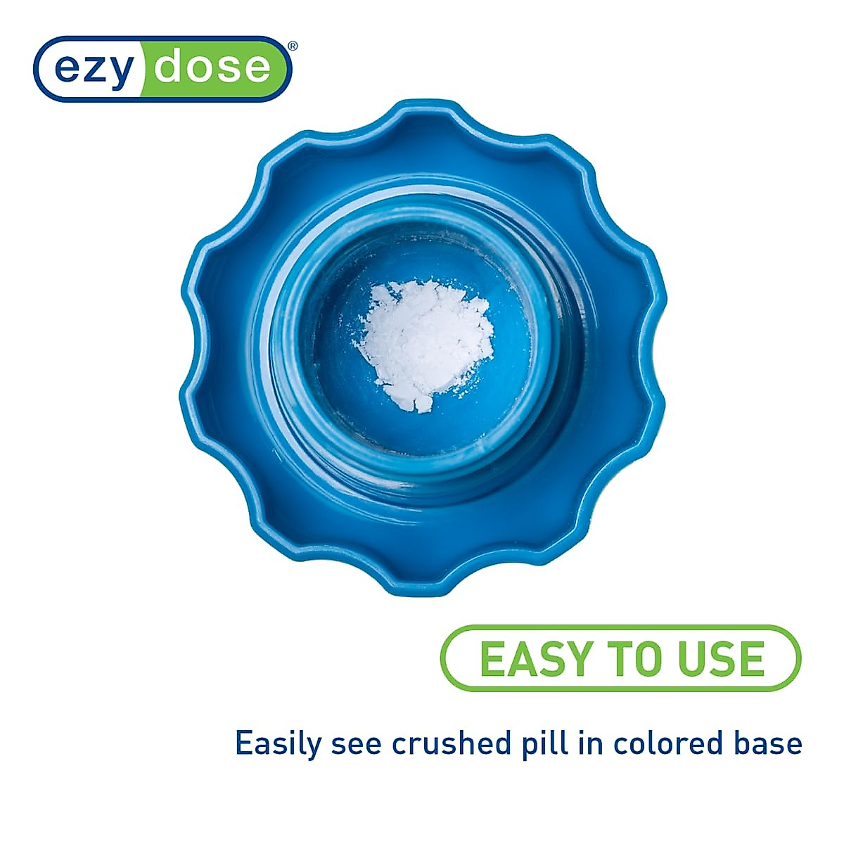 EZY DOSE Crush Pill, Vitamins, Tablets Crusher and Grinder, Effortlessly Crushes Medications into Fine Powder, Features Storage Compartment, Easy-to-Use Design, Color May Vary, Blue, BPA Free