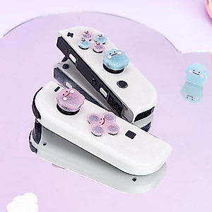 Jusy Cross D-Pad Button Caps Thumb Grips Set, Compatible with Nintendo Switch/OLED/Switch Lite, Cute 3D Soft Silicone ABXY Buttons Sticker Joystick Cover Caps, 132