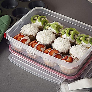 Sterilite 03426604 16.0 Cup BPA Free Rectangle UltraSeal Food Storage Container, For Meal Prep, Leftovers, or Work Lunch, Dishwasher Safe, Red, 8 Pack