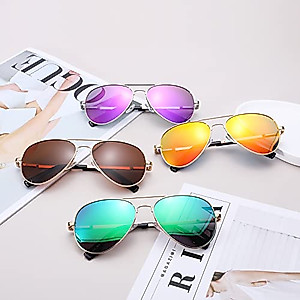 AZorb Polarized Aviator Sunglasses Mirrored Lens Metal Frame for Men Women, 100% UV 400 Protection